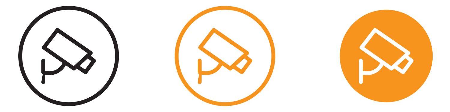 Cctv camera logo sign set outline Royalty Free Vector Image