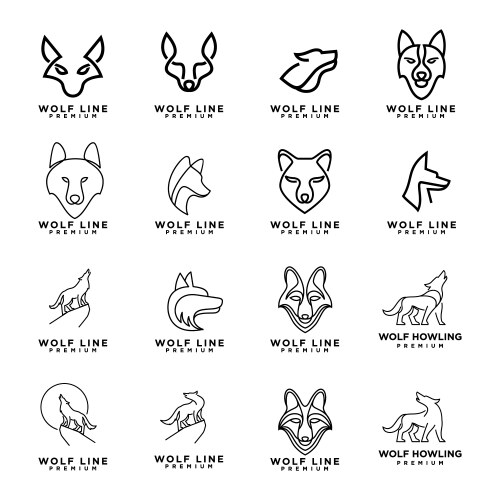 Wolf line logo icon design Royalty Free Vector Image