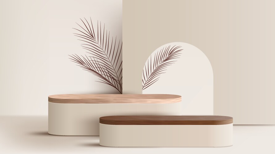 3d realistic wooden podium platform stand Vector Image