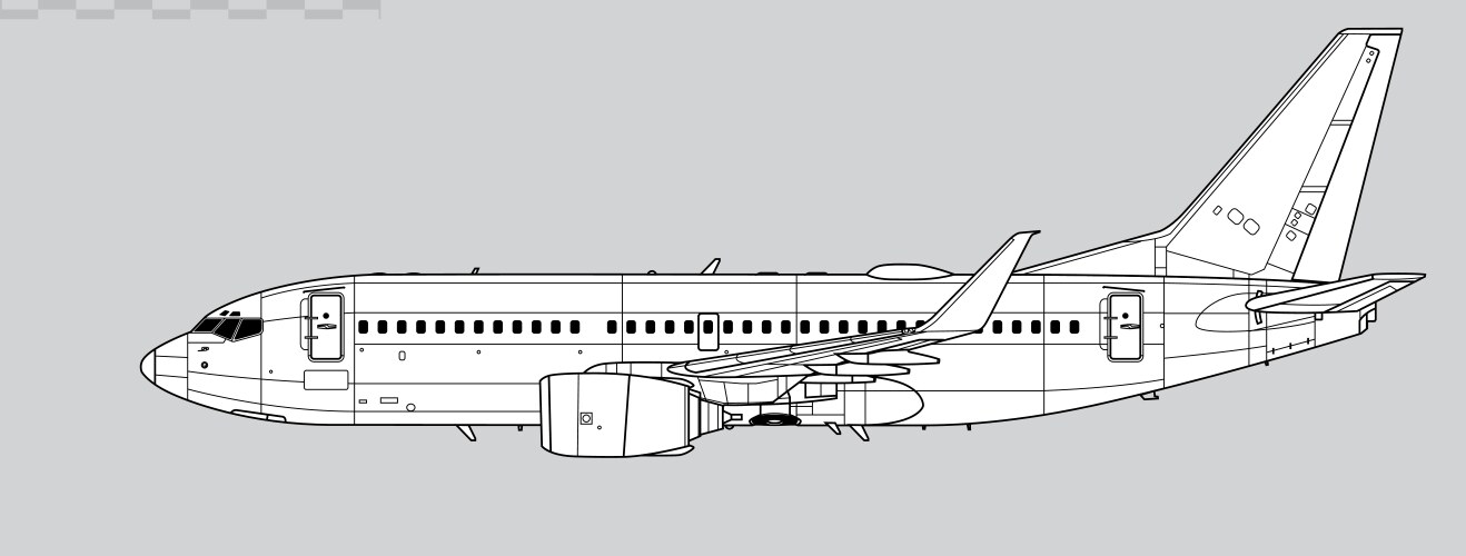 Boeing 737 MAX-9 Side View Royalty Free Vector Image