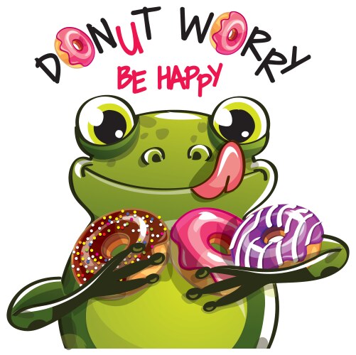 Cartoon frog with donuts Royalty Free Vector Image