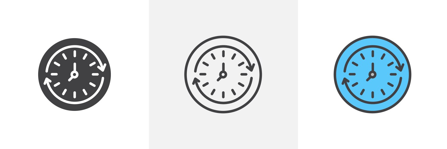 Course of time icon set clock countdown Royalty Free Vector