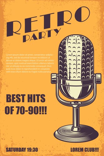 Retro party poster template with style Royalty Free Vector