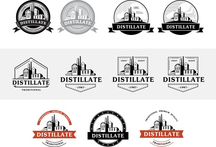 Whiskey production process with distillation Vector Image