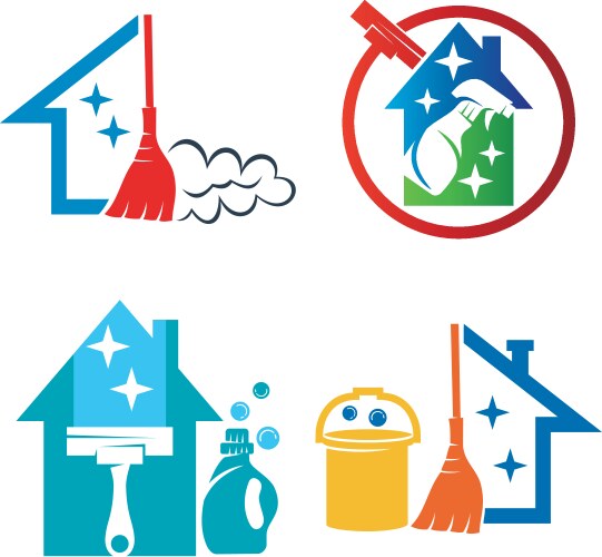 Cleaning logo business composition Royalty Free Vector Image