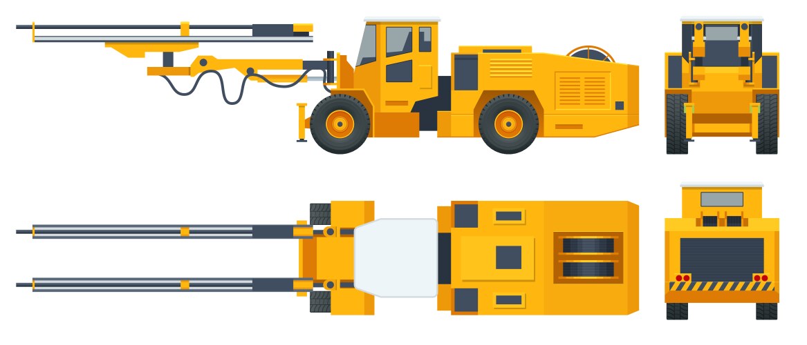 Isometric tunneling drilling rigs self-propelled Vector Image