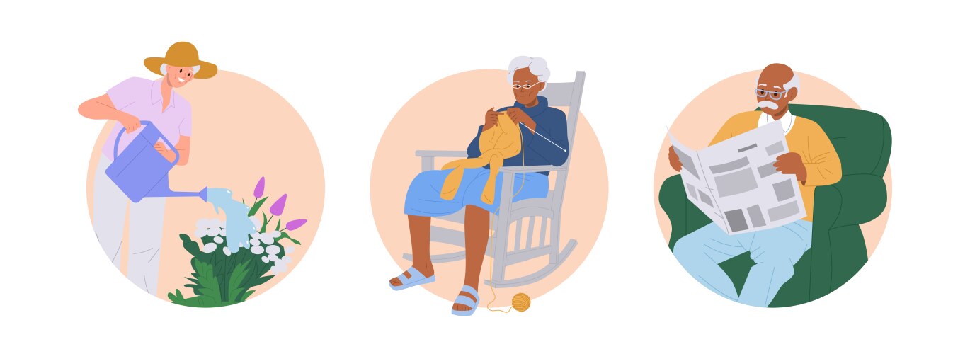 Retirement stages set Royalty Free Vector Image