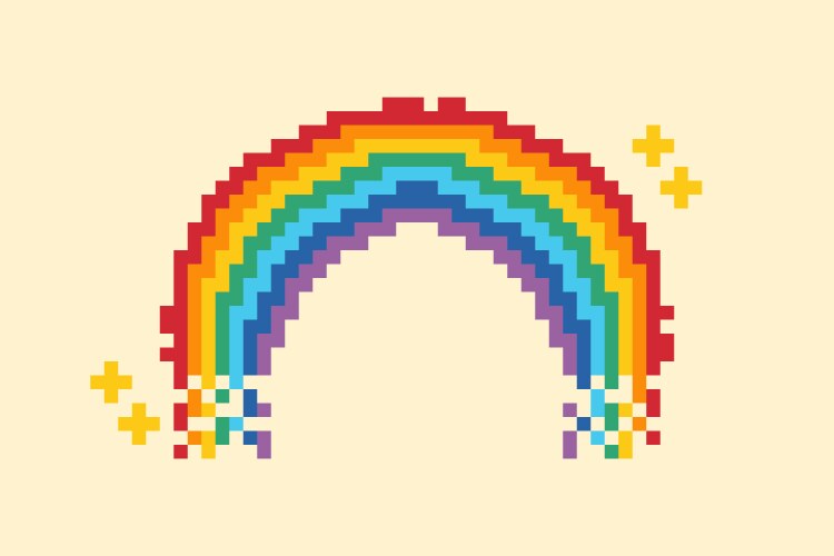 Pixel rainbow icon pixel art Royalty Free Vector Image