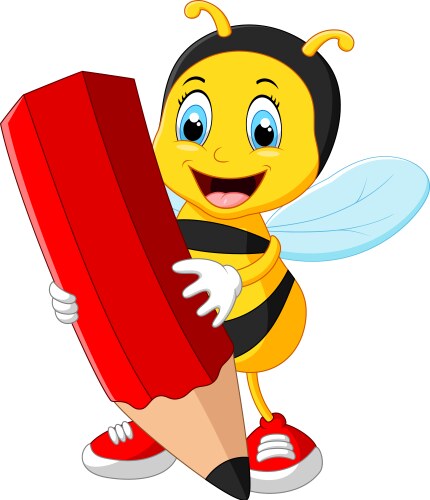 Bee holding a camera on white background Vector Image
