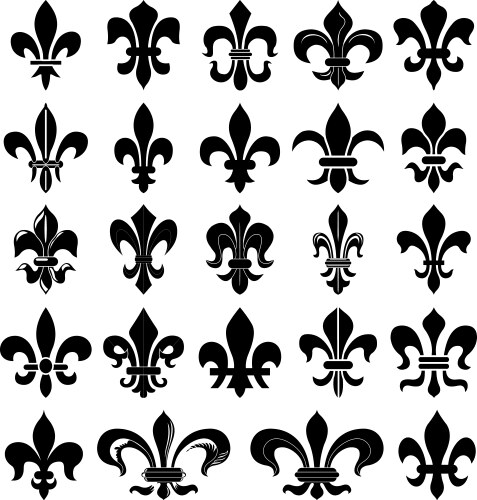 Set of emblems fleur de lys symbols Royalty Free Vector