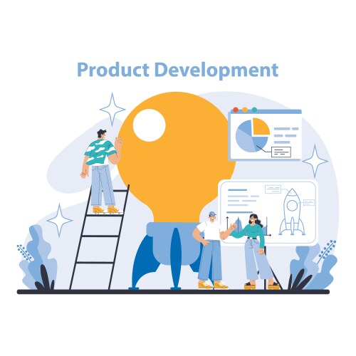 Production planning team concept flat Royalty Free Vector