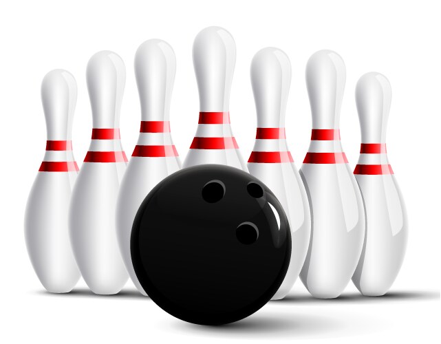 Bowling pins ball engraving Royalty Free Vector Image