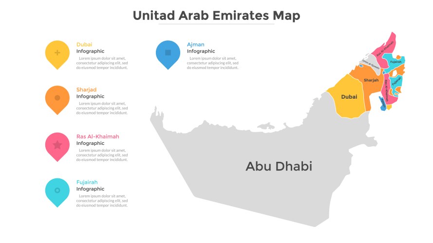 United arab emirates map with infographic Vector Image