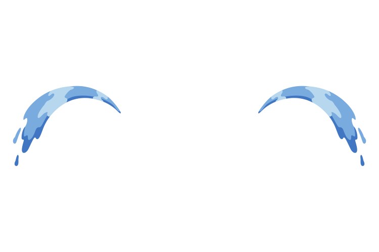 Cartoon tear drops icon sorrow cry streams Vector Image