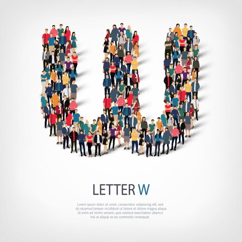 Group people shape letter w Royalty Free Vector Image