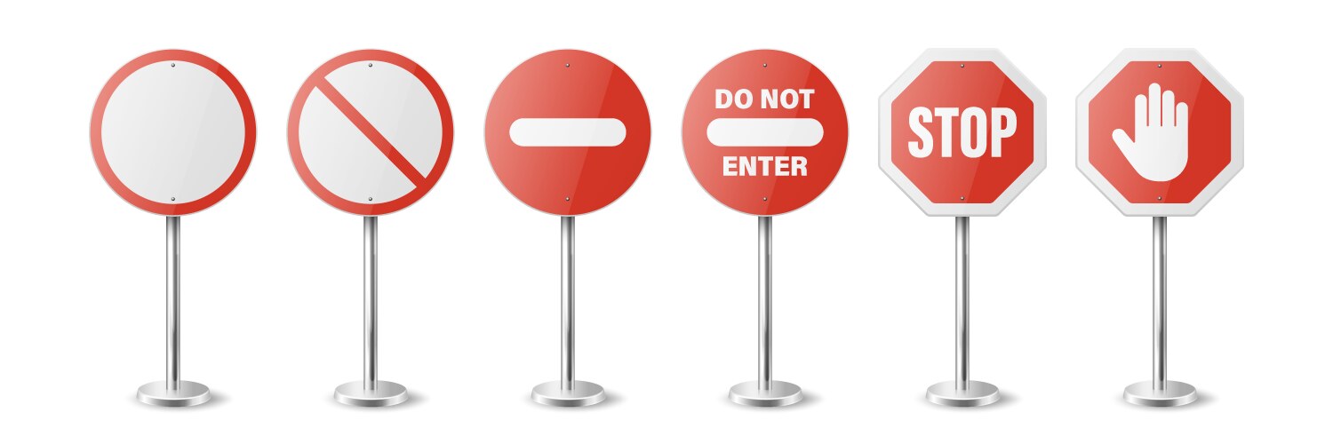 Do not enter white and red round glossy Royalty Free Vector