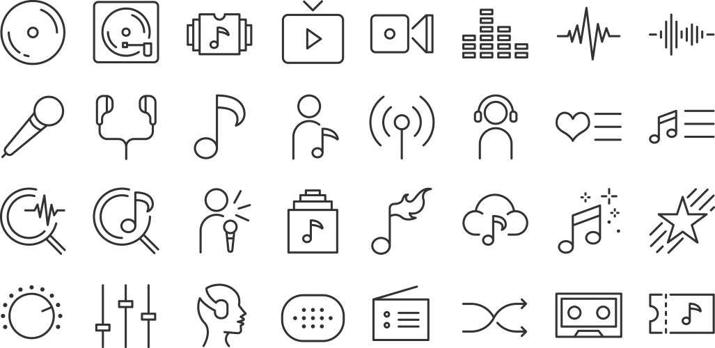 Rock music - graphic icon set design elements Vector Image