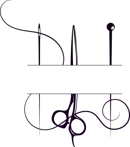 Sewing needle watercolor logo on white background Vector Image