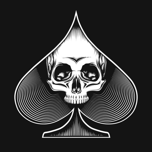 Ace spades with skull Royalty Free Vector Image