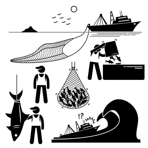 Commercial fishing trawler for fishery industrial Vector Image