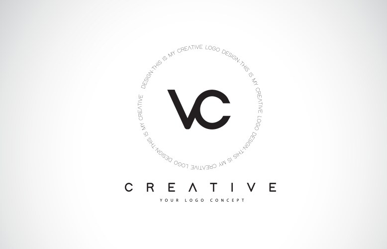 Vc v c logo design with black and white creative Vector Image