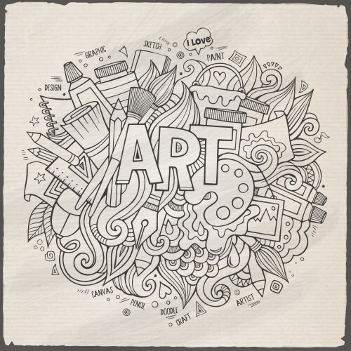 Art hand lettering and doodles elements Royalty Free Vector