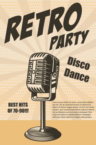 Retro party poster template with style Royalty Free Vector