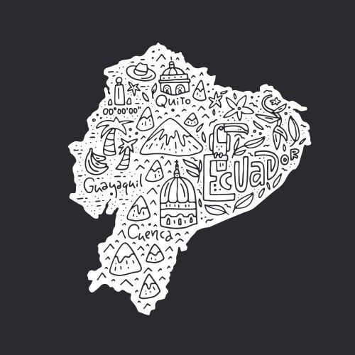 Cartoon map of ecuador Royalty Free Vector Image