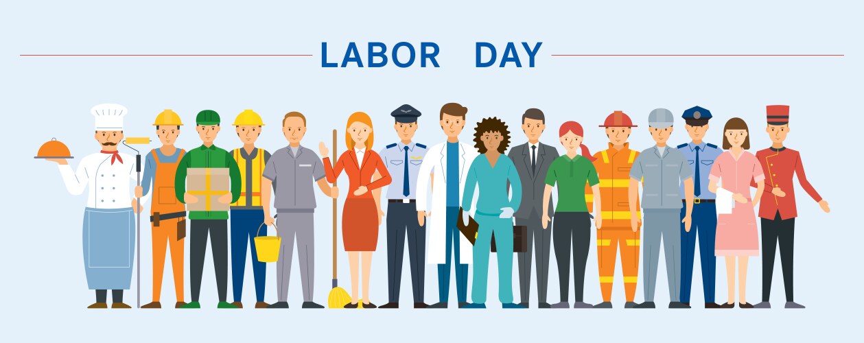 Professional workers labor day cartoons Royalty Free Vector