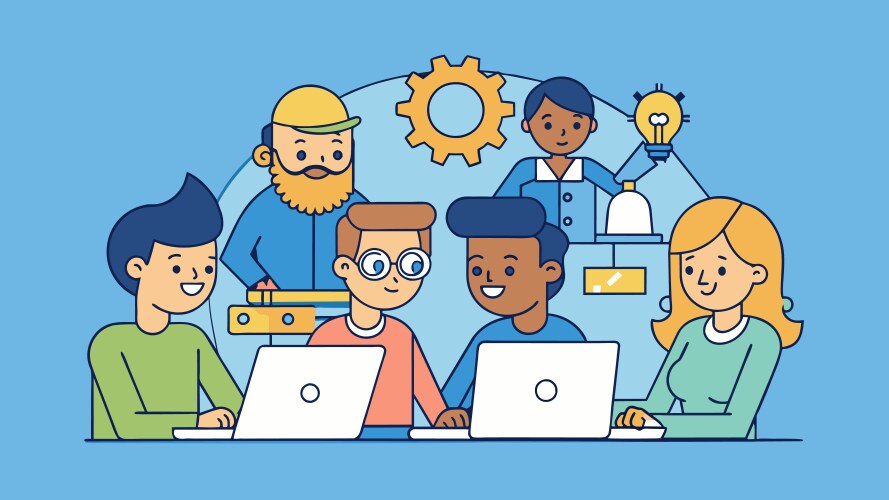 Enhance your projects with teamwork collaboration Vector Image