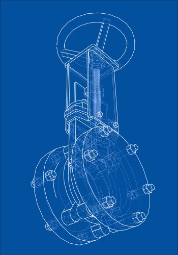Ball valve isometric blueprints Royalty Free Vector Image