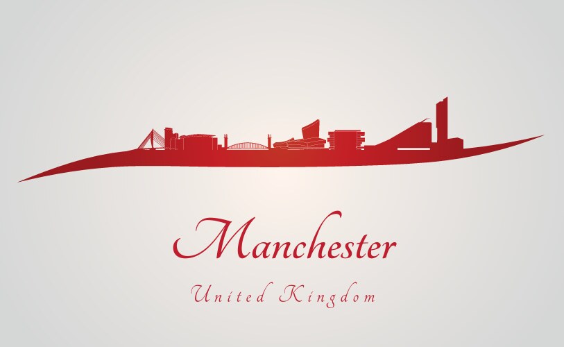 Manchester skyline silhouette Royalty Free Vector Image