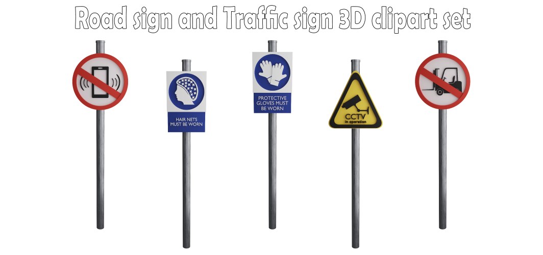 Road sign and traffic clipart element Royalty Free Vector