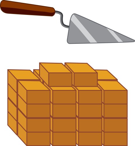 Pile of bricks heap or stack red stone square Vector Image