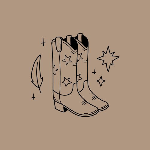 Cowgirl boots with stars ornaments Royalty Free Vector Image