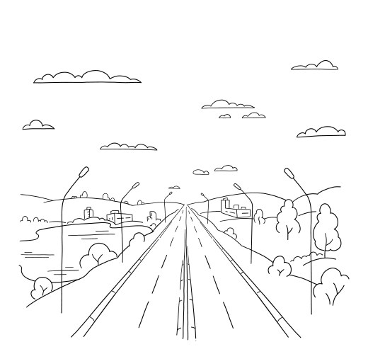 Road street in the city hand-drawn sketch Vector Image