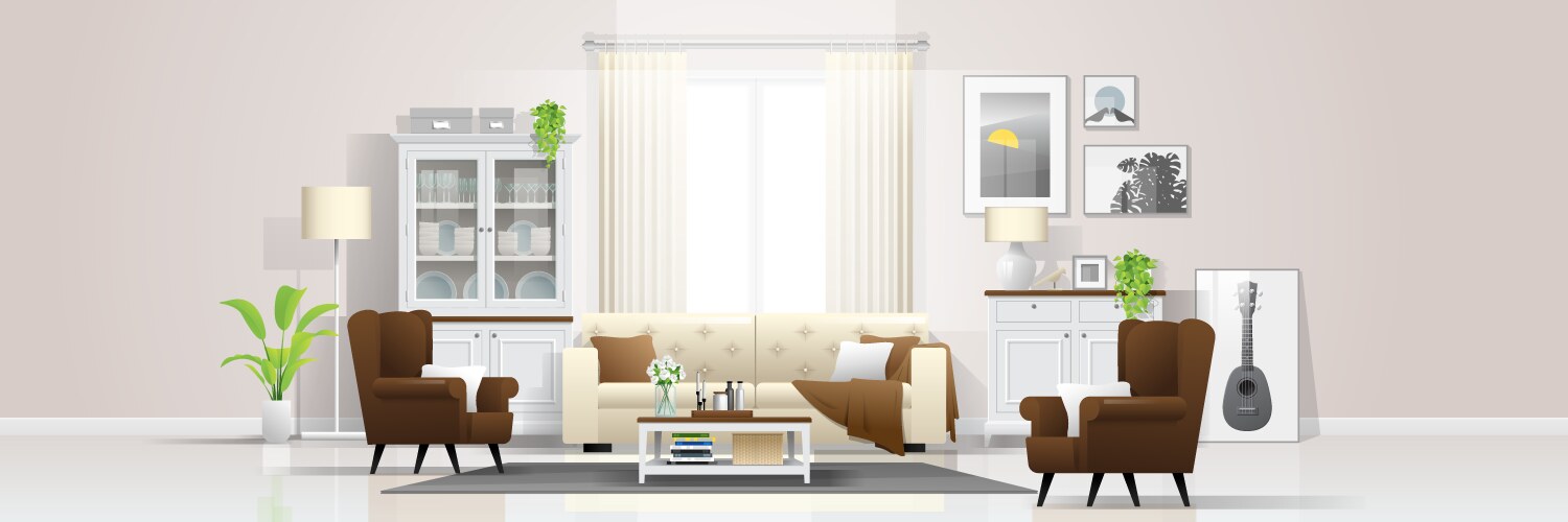 Parallax background with living room tv Royalty Free Vector