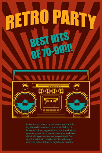 Retro party music festival lettering poster Vector Image