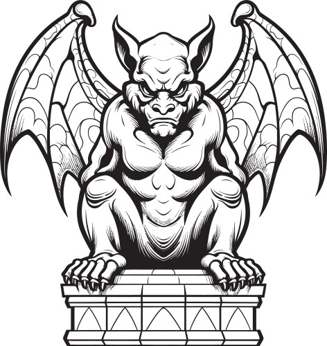Majestic guardian graphics of gargoyle full body Vector Image