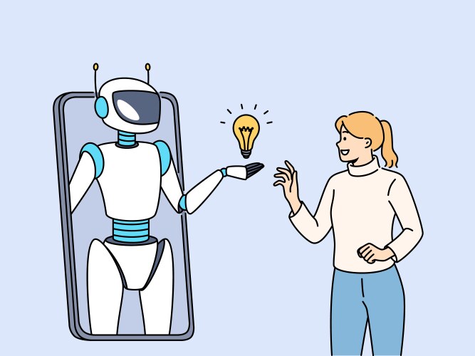 Ai work assistant bots helps people with Vector Image