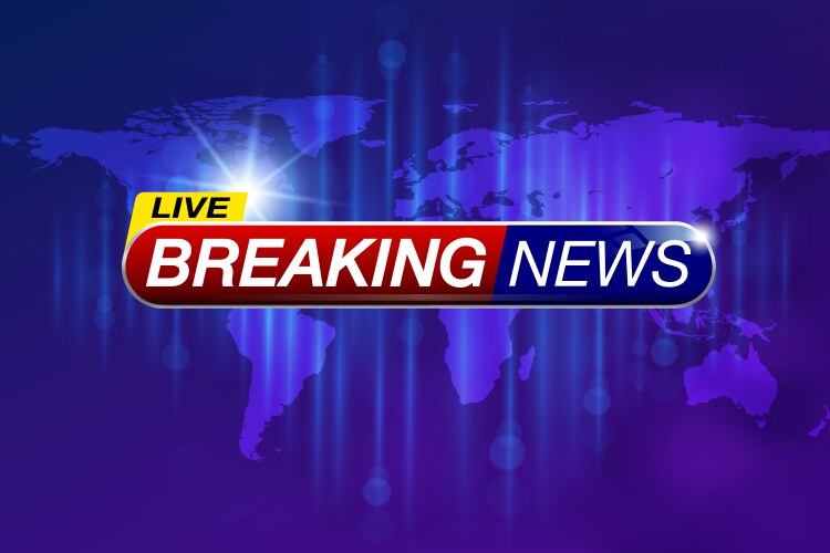 Breaking news live banner on glowing wavy lines Vector Image