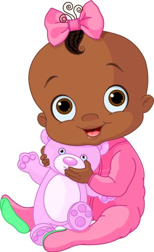 Cute baby girl with teddy bear Royalty Free Vector Image