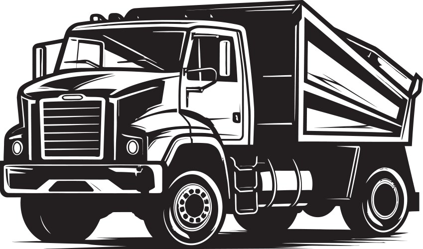 Dump truck dynamics black logo design Royalty Free Vector