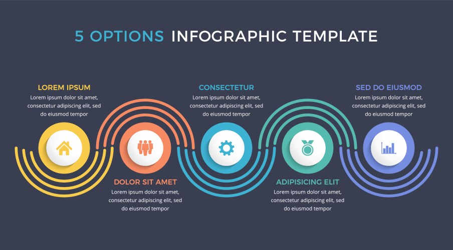 Infographic template with 5 elements Royalty Free Vector