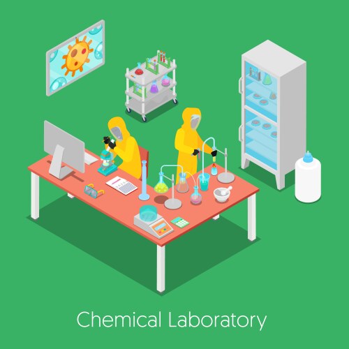 Researcher experiment in laboratory Royalty Free Vector