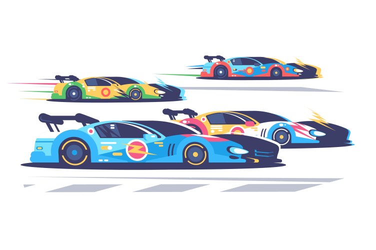 Cartoon car racing sport professional competition Vector Image