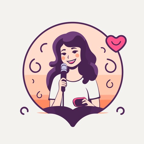 A girl singing karaoke in circle Royalty Free Vector Image
