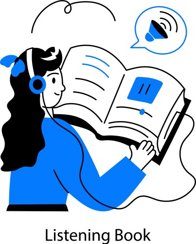 Listening book Royalty Free Vector Image - VectorStock