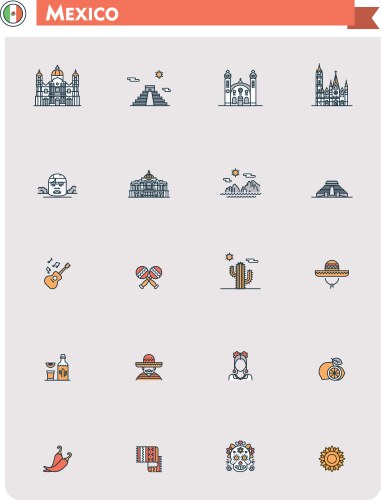 Mexico icon set Royalty Free Vector Image - VectorStock