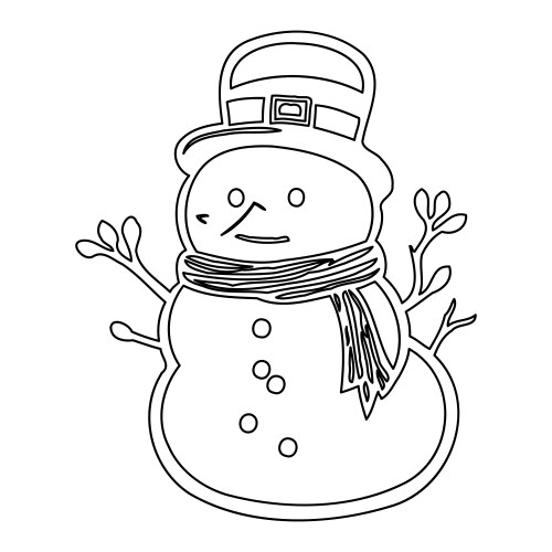 Snowman winter outline sketch Royalty Free Vector Image